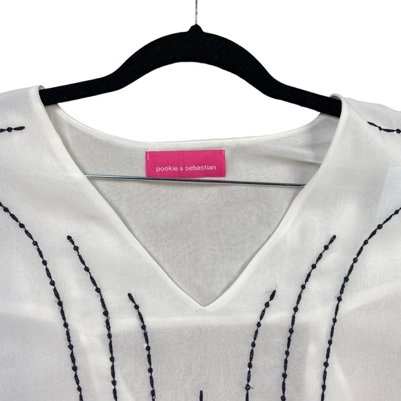 Pookie & Sebastian | Tops | Pookie Sebastian Embroidered Semi Sheer ...